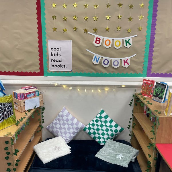 Book Corner, Reading Corner, Book Nook Bunting, School, Playroom ...