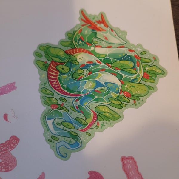 Water Dragon Sticker - Transparent Stickers - Vinyl - Waterproof ...