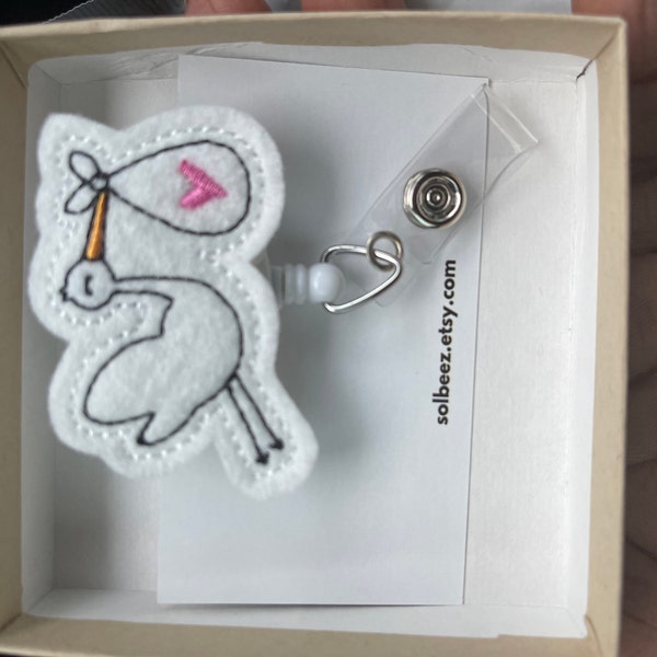 Stork Badge Reel / Nurse Badge Reel / OBGYN / Retractable ID Badge ...