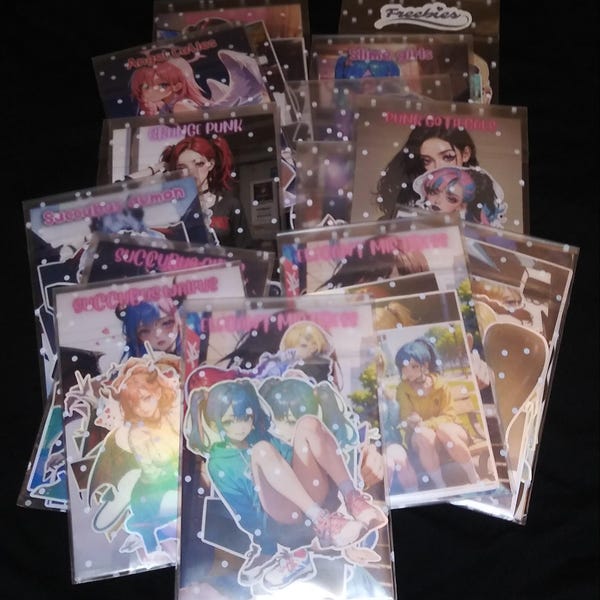 Anime Rave Girls Stickers - Party Girl, Raver Girl Waifu, Rainbow ...