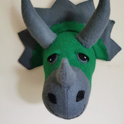 Dinosaur Head Sewing Pattern. Faux Taxidermy. Felt Triceratops. Boys ...