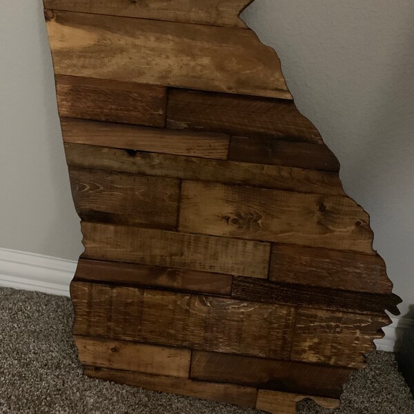 Georgia Rustic Wood State Cut Out, Wood Art Sign, Georgia Wood Sign, GA ...