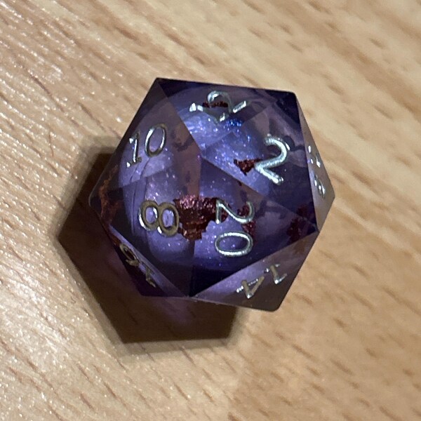 Cyberpunk Violet Iridescent Core Liquid Dice – Mesmerizing Black Sand ...