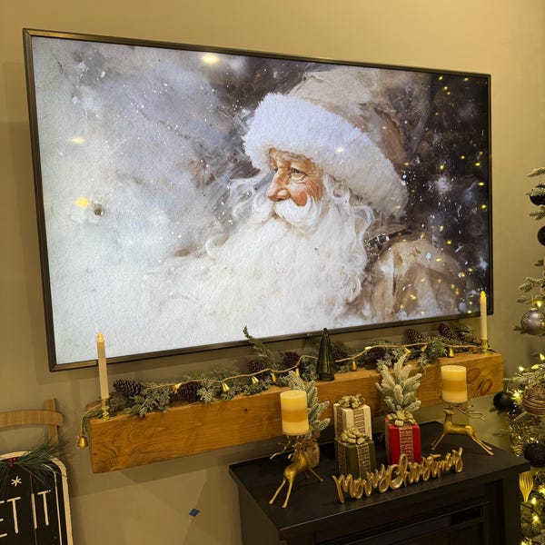 Vintage Santa Christmas Frame Tv Art, Neutral Holiday Santa Claus ...