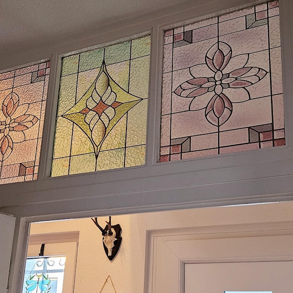 Custom Size Stained Glass Window Film Frosted Privacy Static Cling ...