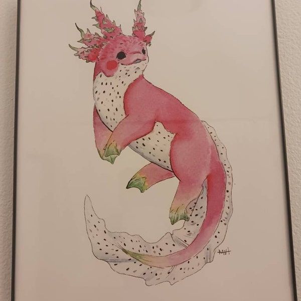 Dragonfruit Axolotl Print - Etsy