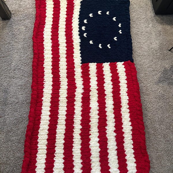 American Flag Finger Knit Pattern / Betsy Ross Flag / Finger Knitting ...