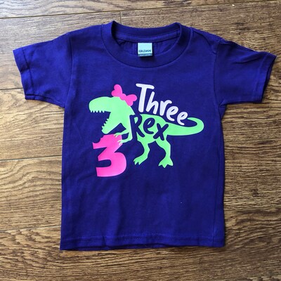 Girl Three Rex Svg, 3rd Birthday Svg, Girls T-rex Svg, Dinosaur ...