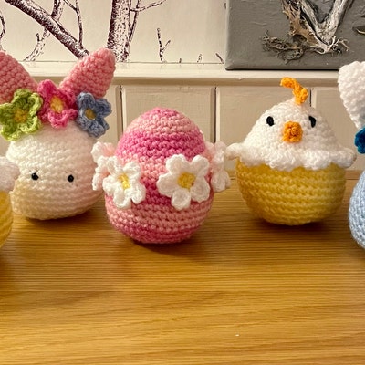 Easter Eggs Crochet Pattern, Flower Bunny Ornament, Bee Pdf , Chicken Décor, Spring Garden PDF ...