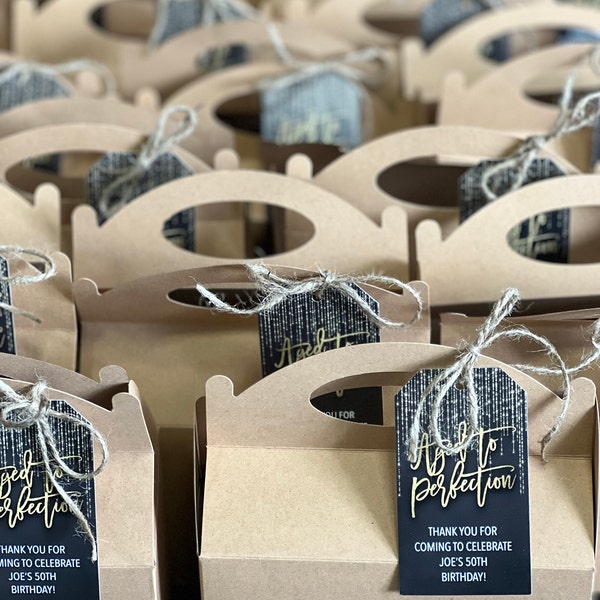 Aged to Perfection Tag, 50th Birthday Tag, Gold Birthday Thank You Tag ...