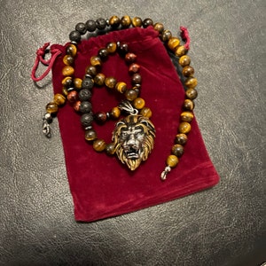 Lion Men's Necklace Protection Bead Necklace Healing - Etsy