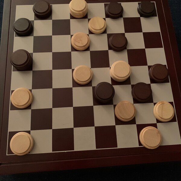 Qty 24 - 1.25" Wood Stacking Checkers Finished in Clear and Walnut, 12 ...