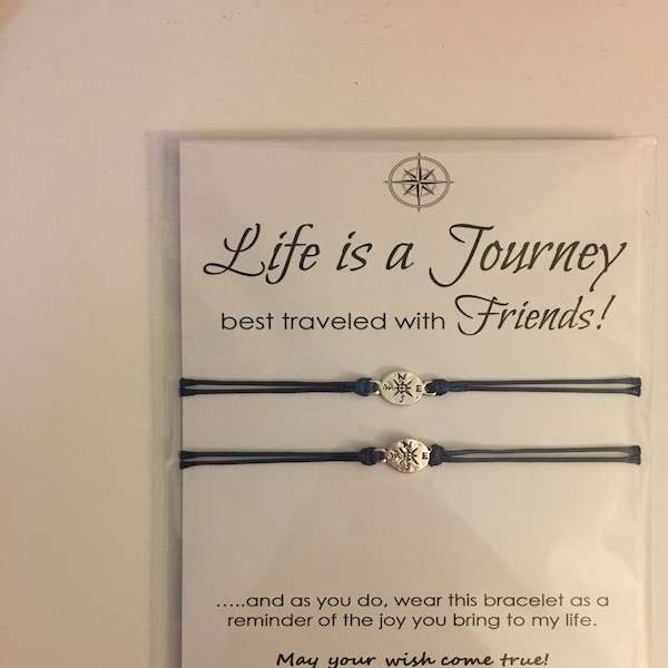 Best Friend Gifts Travel Gifts Friendship Bracelet Wanderlust Compass ...