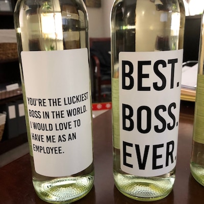 4 Pack Boss Boss Gift Wine Bottle Labels Bosses Day Christmas Thank You ...