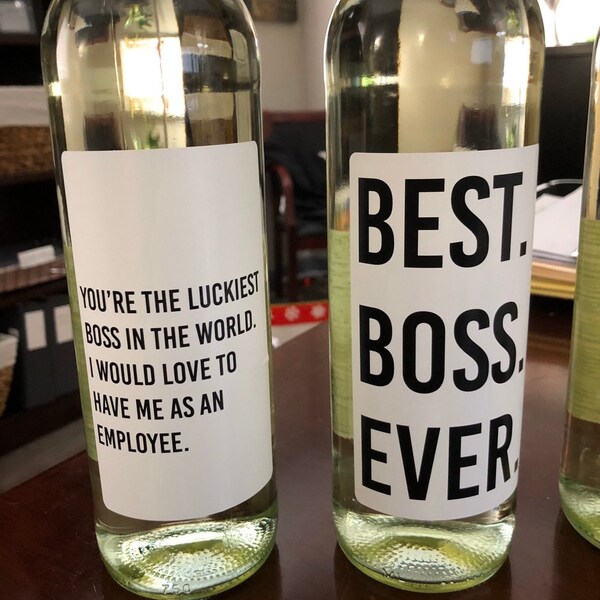 4 Pack Boss Boss Gift Wine Bottle Labels | Bosses Day Christmas Thank ...