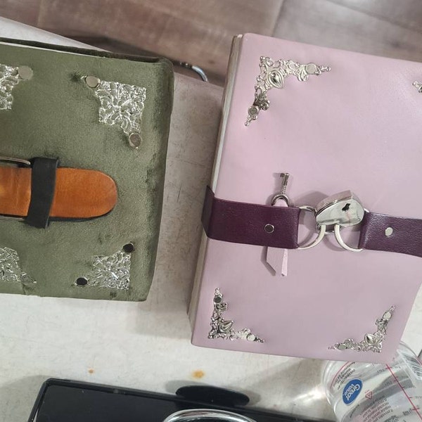 Pink Locking Leather Journal,leather Bound Journal,vintage Journal With ...