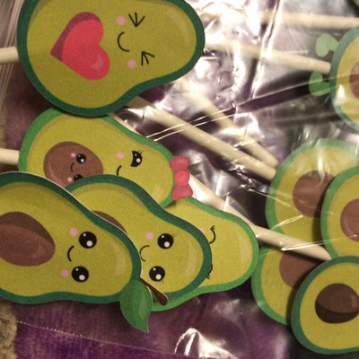 Avocado Cupcake Toppers Set of 12, Avocado Food Pick, Avocado Cake ...