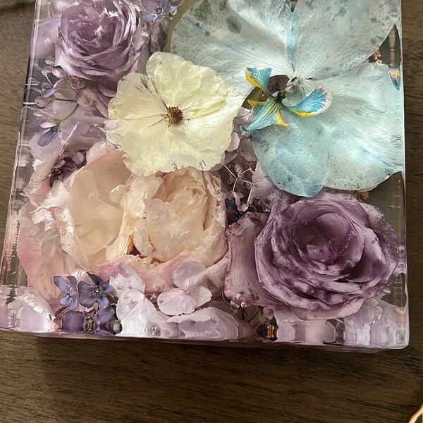 Bouquet Preservation, Wedding Floral Hexagon Block With Resin, 12-inch ...
