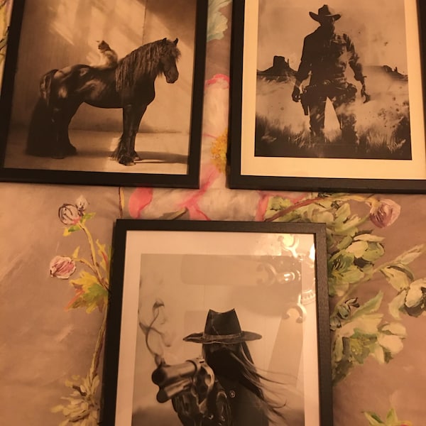 Vintage Cowboy Art Print: Old West Ranch Decor - Etsy