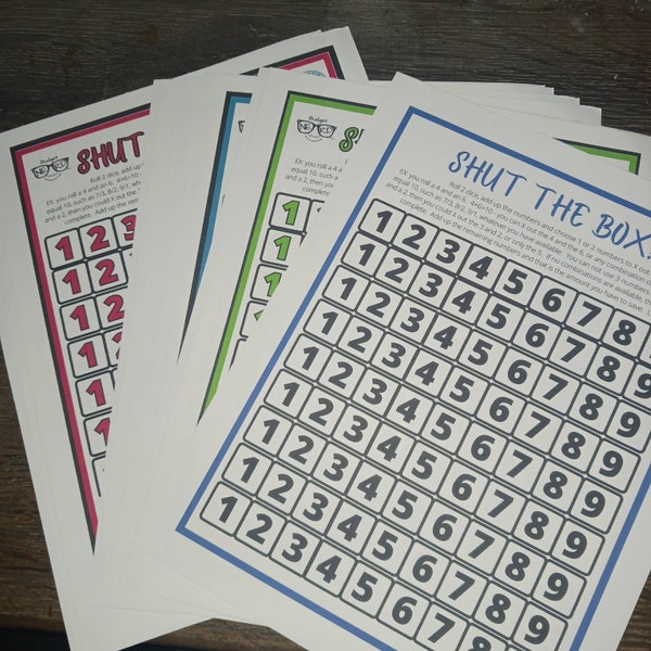 Shut the Box All Colors **INSTANT DOWNLAD** - Etsy