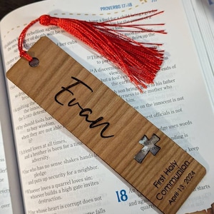 Personalized First Holy Communion Bookmark // Walnut Wood // First ...