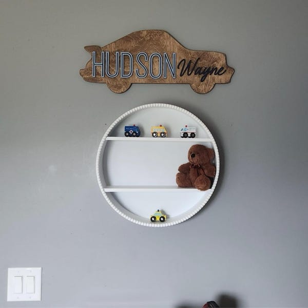 Race Car Name Sign | 18"-36" Round Sign | Baby Name Sign | Nursery Room ...