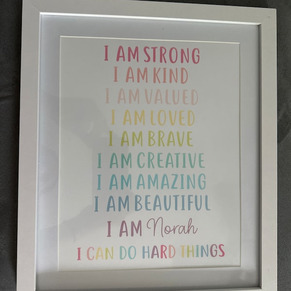 I AM Wall Art, Positive Affirmations Wall Art, I Am Enough, Pastel ...