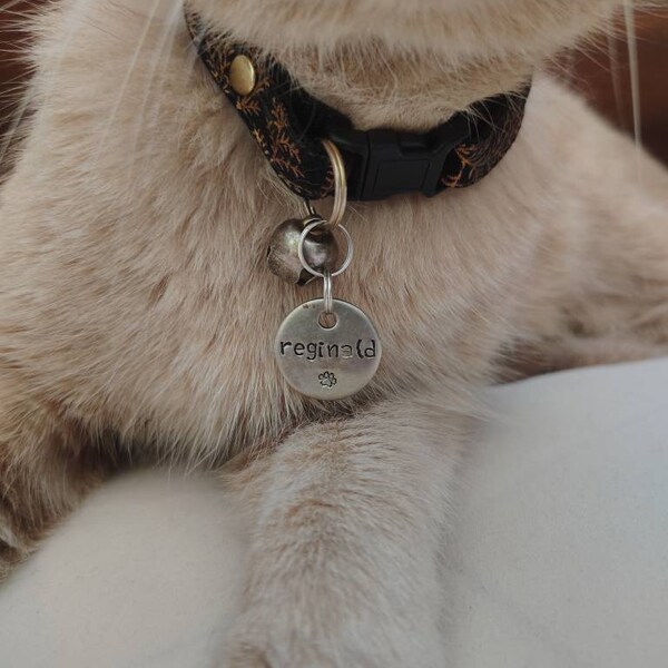 Cat Tag, Cat ID Tag, Small Pet Tag, Cat Name Tag, Microchipped Tag ...