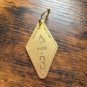 Personalized Vintage Hotel Keychain // Gold Key Ring // Personalised ...