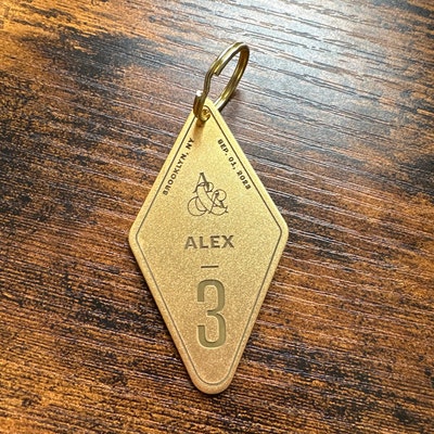 Personalized Vintage Hotel Keychain // Gold Key Ring // Personalised ...