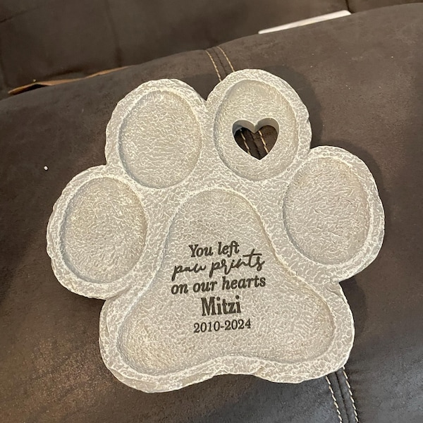 Engraved Paw Prints on Our Hearts Paw Print Shaped Personalized Pet ...