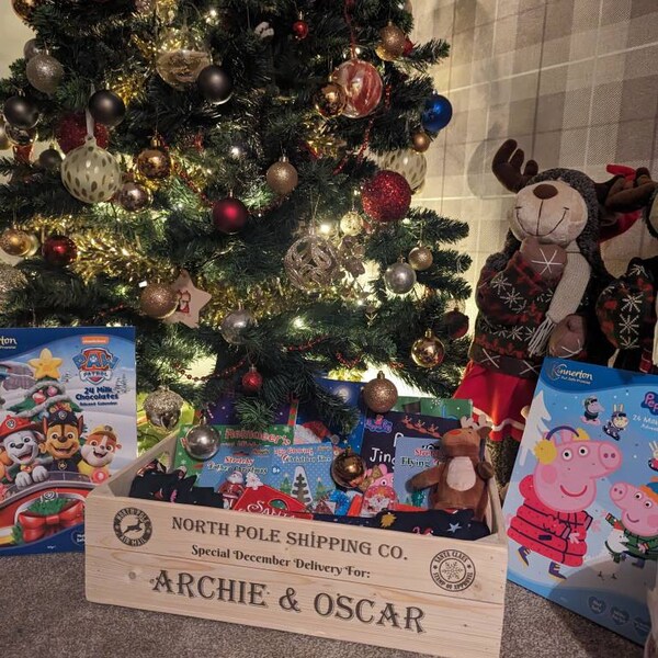 Personalised December 1st Box Large Family Christmas Crate, December ...