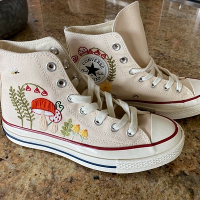 Embroidered Converse/mushroom Converse/embroidered Orange Mushrooms and ...