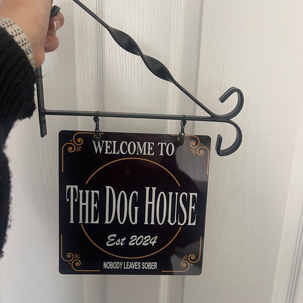Personalised Pub Shed Hanging Swing Sign With Bracket | Garden Pub ...
