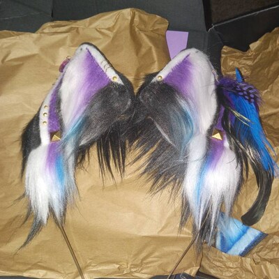 MTO Gray Siren Ears Gray and Black Water Creature Ears Fantasy Ears ...