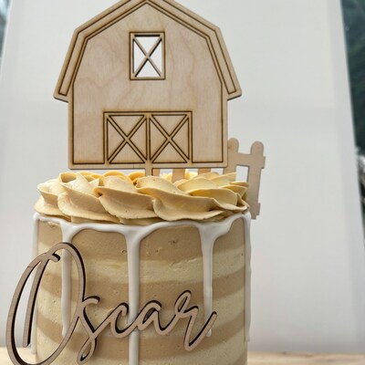 Barn Farm Yard Wooden Cake Topper Set Fence Charm Number Age ...