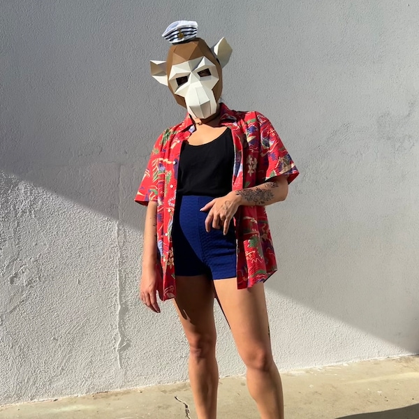 DIY Monkey Mask, Low Poly Paper Craft Template, Printable Ape Mask ...