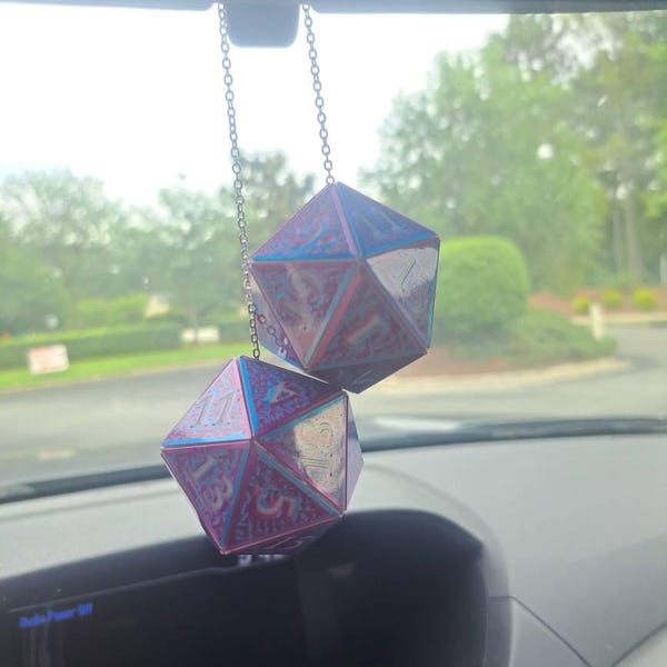 D20 Car Dice [2" Purple and Gold Holographic - "royal Gold"] - Hanging ...