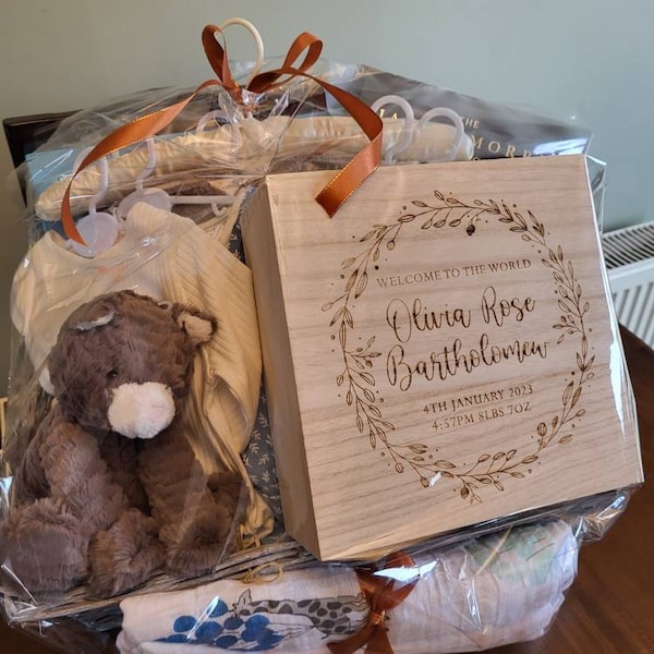 Personalised Wooden Baby Box, Engraved Baby Box, Baby Memory Box ...