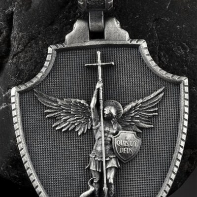Archangel Saint Michael Silver Medallion, Orthodox Shield Archangel ...