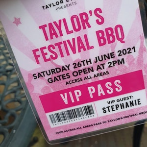 Personalised Festival Style VIP Pass & Lanyard Invitations Any Colour ...
