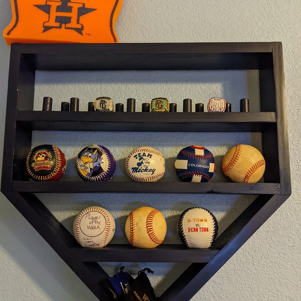 Handcrafted Wood Baseball Shelf Handmade Wooden Baseball Glove Display ...