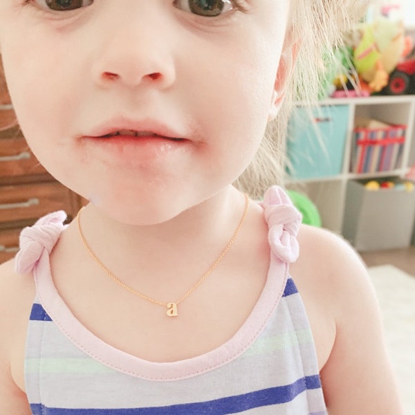 Toddler Initial Necklace, Baby Girl Initial Letter Pendant Necklace ...