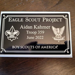 Eagle Scout Project Marker Plaque BSA Licensed 3x5, 5x7 BSA Logo/eagle ...