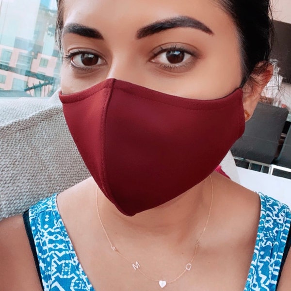 Men and Women Burgundy Face Mask - Reusable, Washable, Fashion Fitted ...