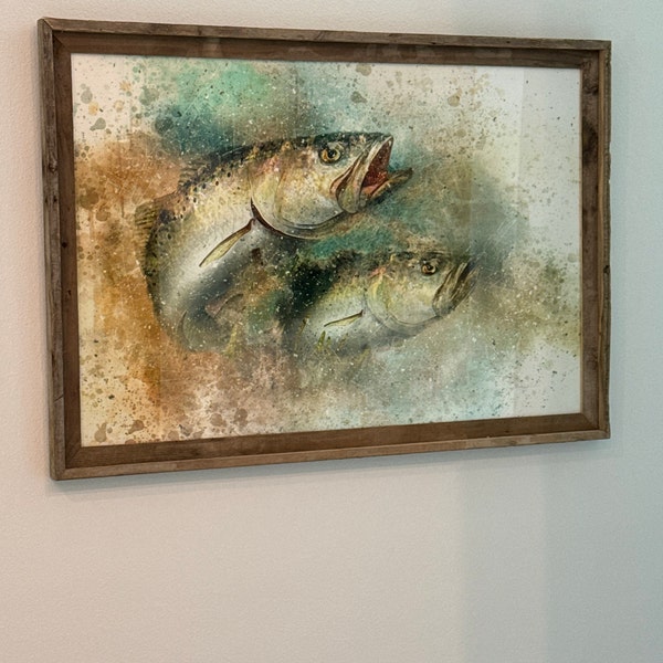 Tailing Redfish Art Print Fish Painting. Redfish Wall Art Gift for a ...