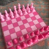 Pink Chess Board Game Night 32 Chess Pieces 24 Checkers 11x11 Handmade ...