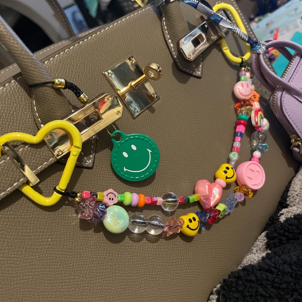 Adorable Happy Face Bag Charm, Multicolored Smiling Face Purse Charm ...