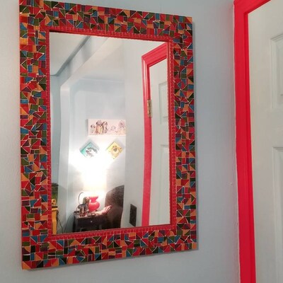 Rectangular Mosaic Wall Mirror, Multicolored, Rainbow Mirror - Etsy