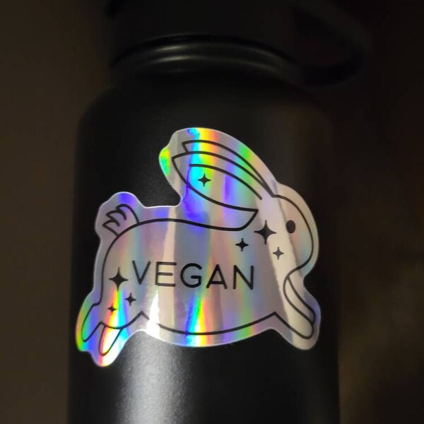 Vegan Rabbit Holographic Sticker | Waterproof | Veganism | Animal ...